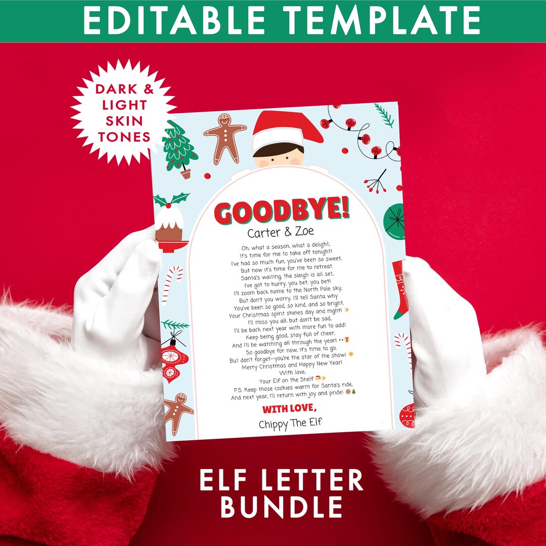 EDITABLE Elf Goodbye Letter - Personalized Elf Goodbye Letter - Elf ...