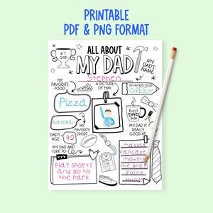Father's Day PRINTABLE Coloring Page - All About My Dad - INSTANT ...