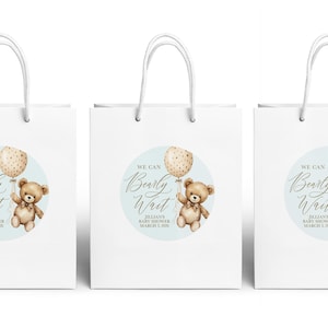 We Can Bearly Wait Favor Gift Bags - SET OF 10 - Teddy Bear Baby Shower ...