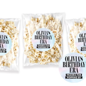 Birthday Era - Kids Birthday Popcorn Bag Stickers - Popcorn Bar Bags ...