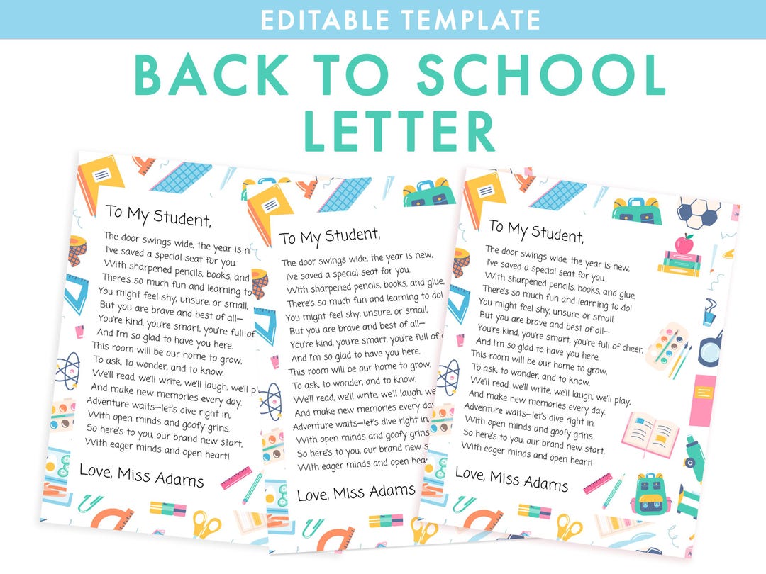 Back to School Student Letter - Welcome Back to School Letter - First ...