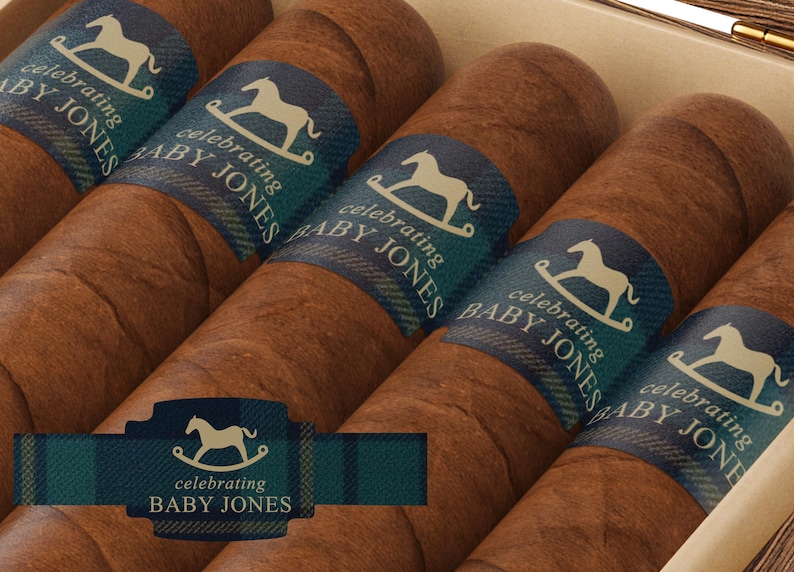 BULK Elegant Teddy Bear Baby Shower Cigar Labels - Preppy Plaid Baby ...