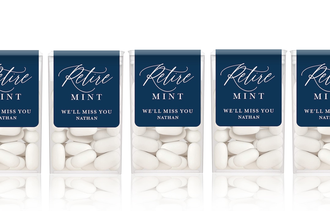 Retirement Party Custom Labels - Retiremint Mint Personalized Favors ...