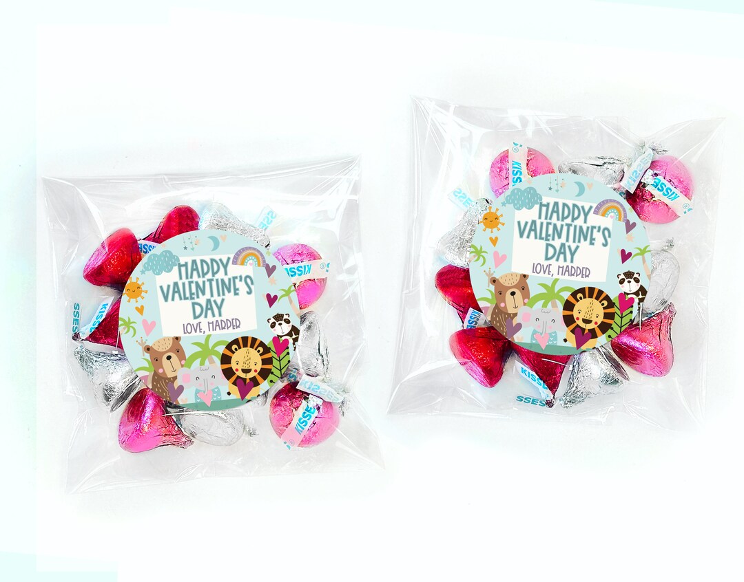 Personalized Valentine Stickers SET OF 12 Valentine Candy Bag Class ...