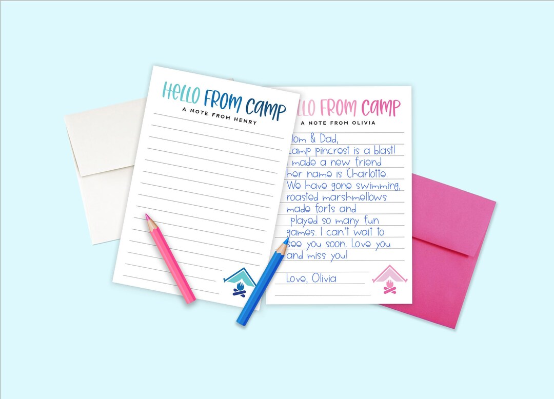 Camp Stationery for Summer Camp - Camp Stationary - A Note From Camp ...