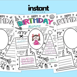 Happy Birthday Coloring Page - INSTANT DOWNLOAD - Birthday Coloring ...
