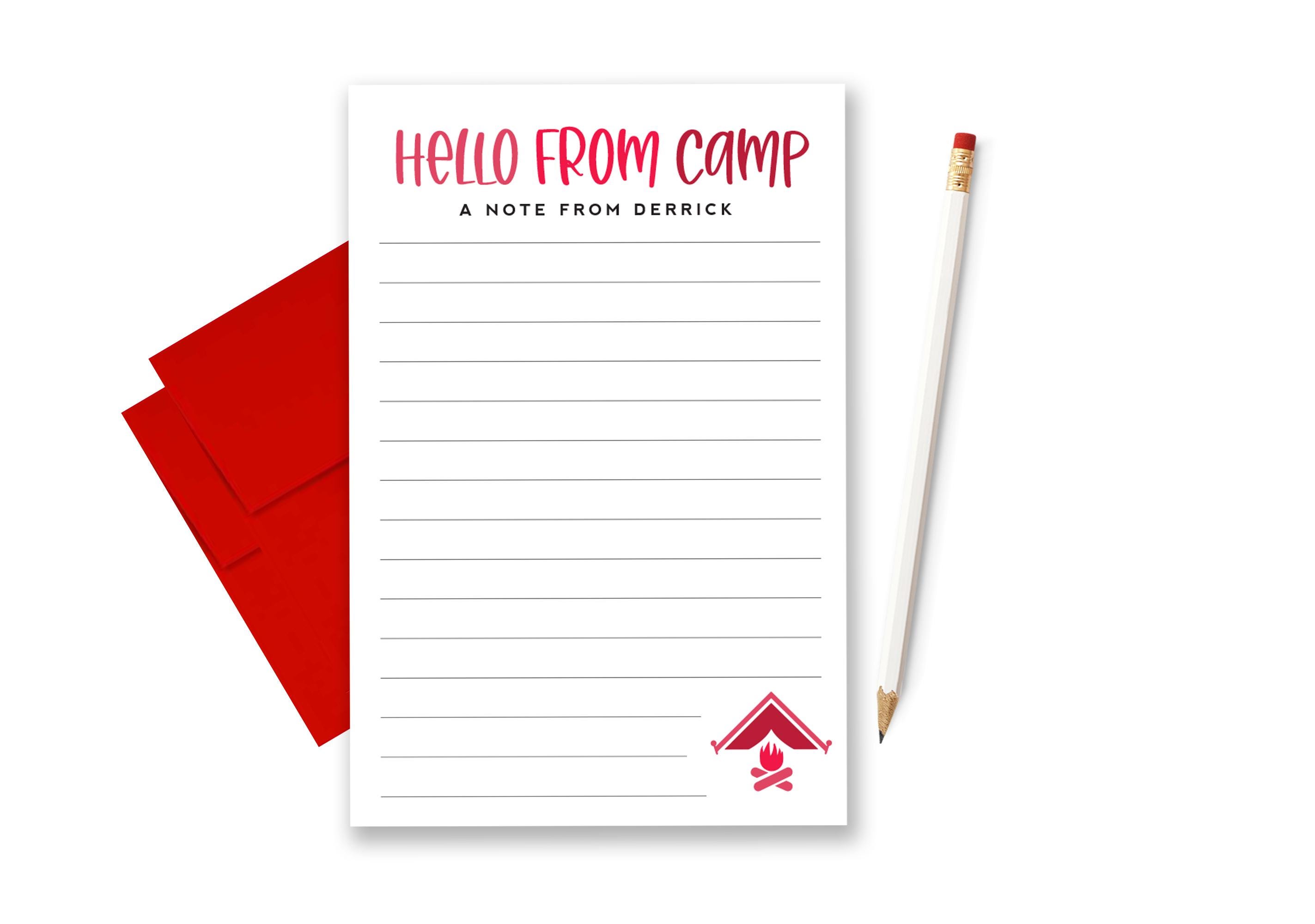 Camp Stationery for Summer Camp - Camp Stationary - A Note From Camp ...