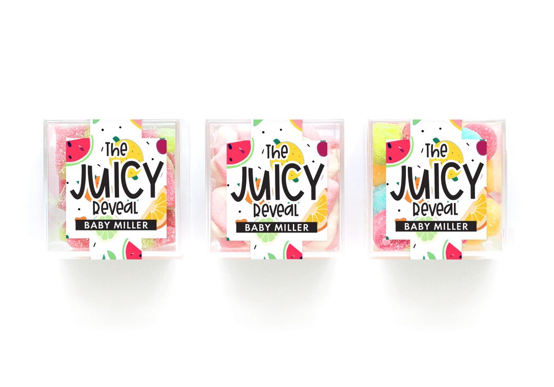 The Juicy Reveal Candy Cube Party Favors SET - Acrylic Candy Cube ...
