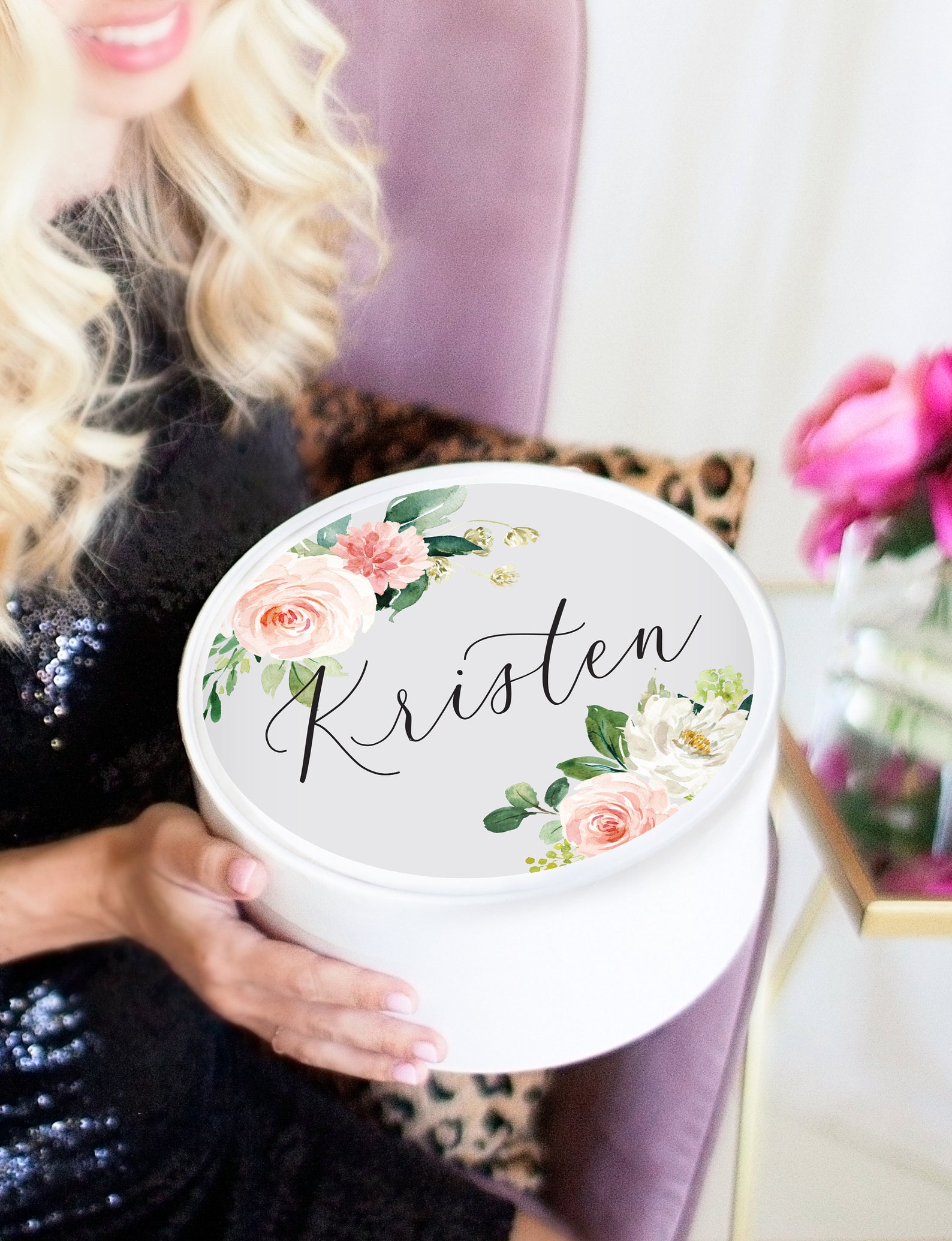Bride Gift Box - White Confetti Box - Round White Hat Box - Custom ...