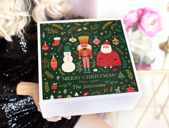 Christmas Gift Box Happy Holidays Box Custom Christmas - Etsy
