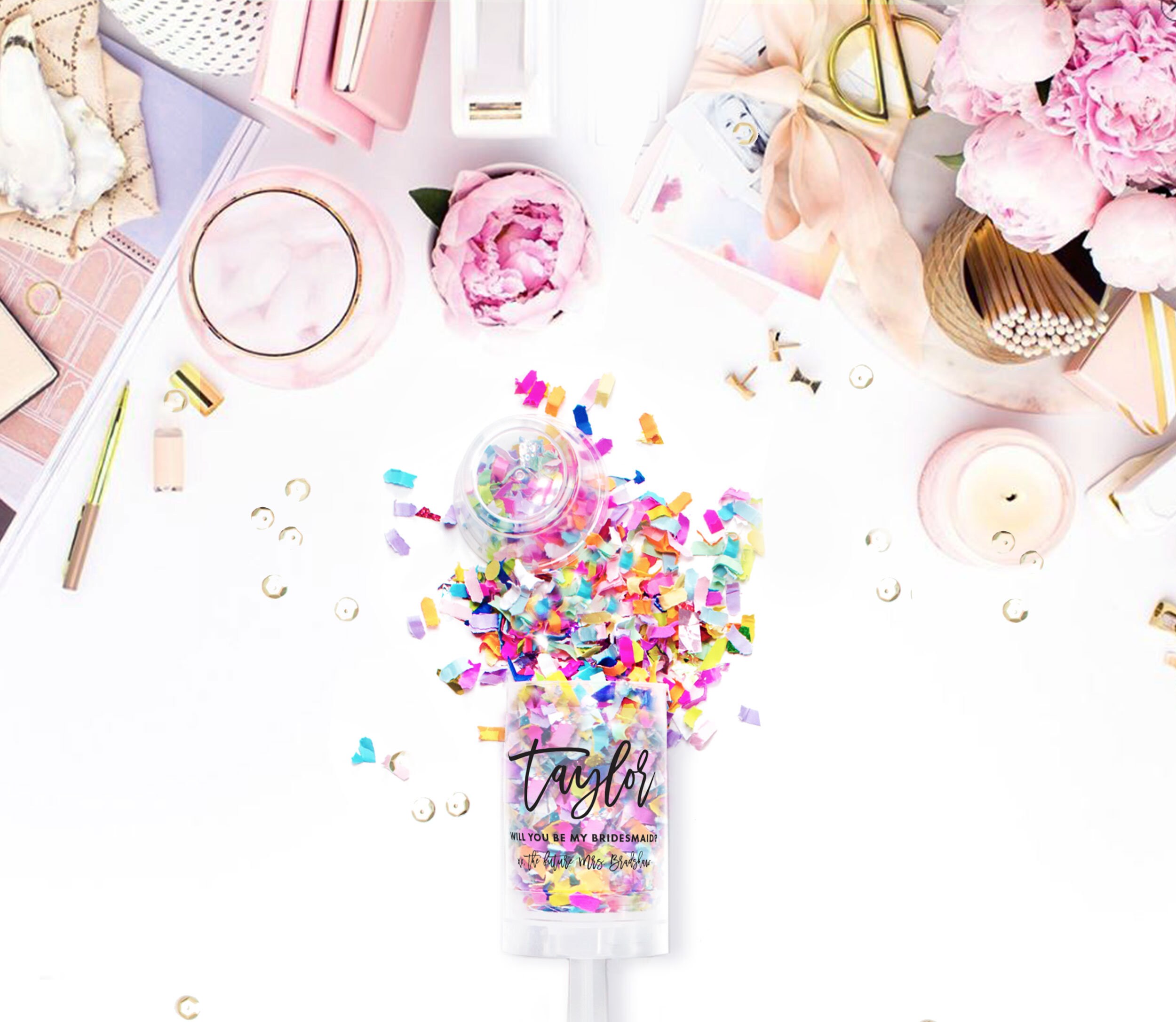 Bridesmaid Confetti Popper - Confetti Push Pop - Bridesmaid Proposal ...