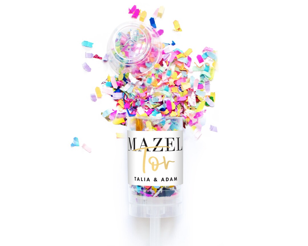 Mazel Tov Confetti Popper - Jewish Wedding Party Favor - Confetti Push ...