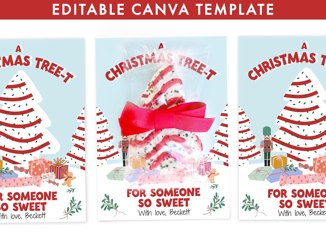 EDITABLE Christmas Tree Cake Template - Christmas Tree Cake Gift Tag ...