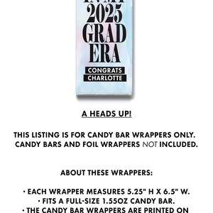 Graduation Candy Bar WRAPPERS ONLY - Class of 2025 Party Favor Idea ...