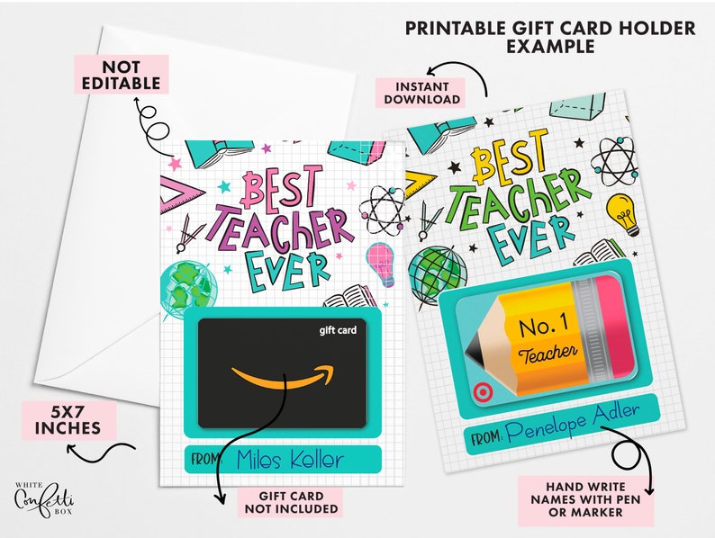 Teacher Appreciation Week PRINTABLE Gift Card Holder - Teacher Money ...