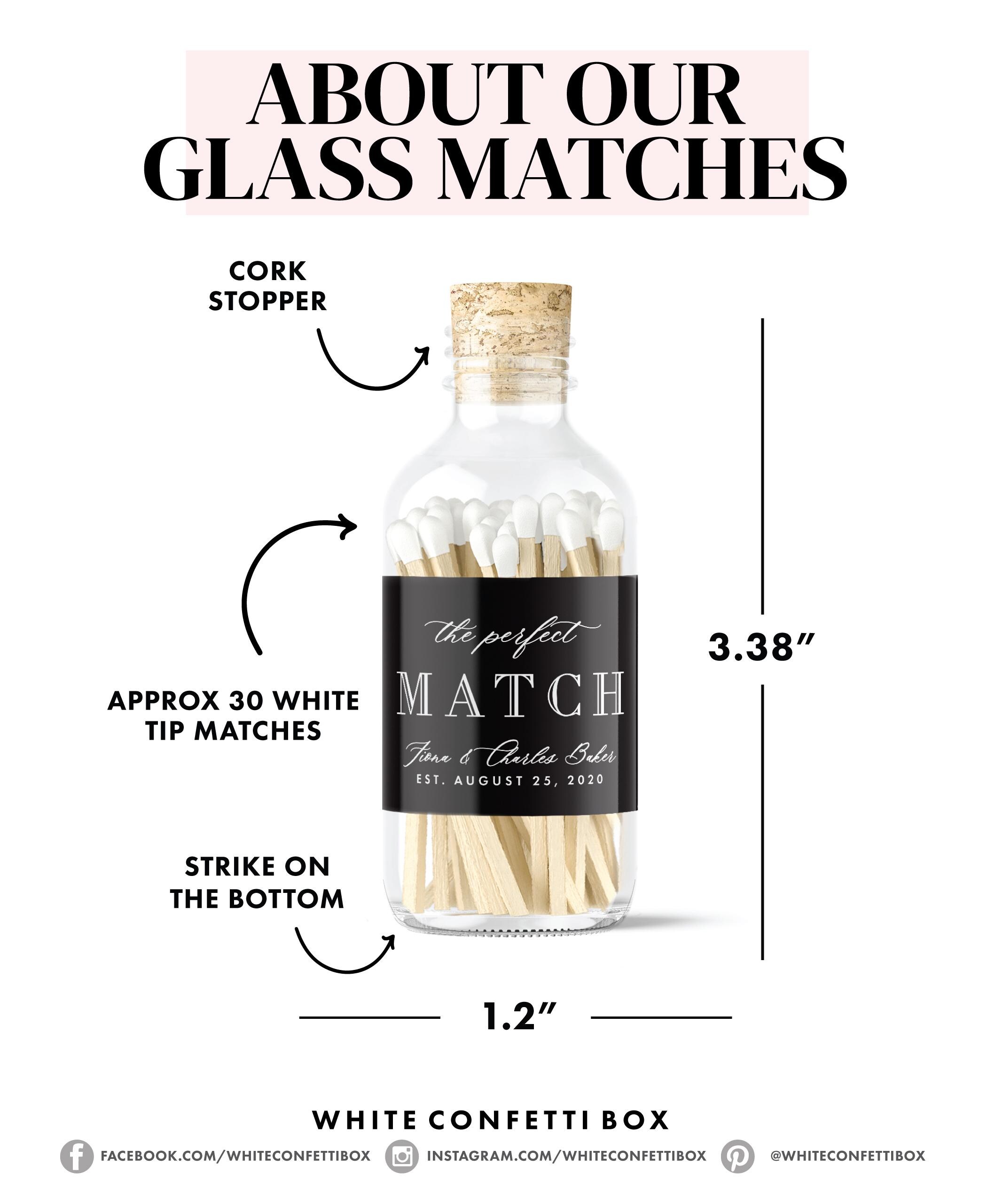 Custom Wedding Glass Match Jars – Strike Matches in Bottles ...
