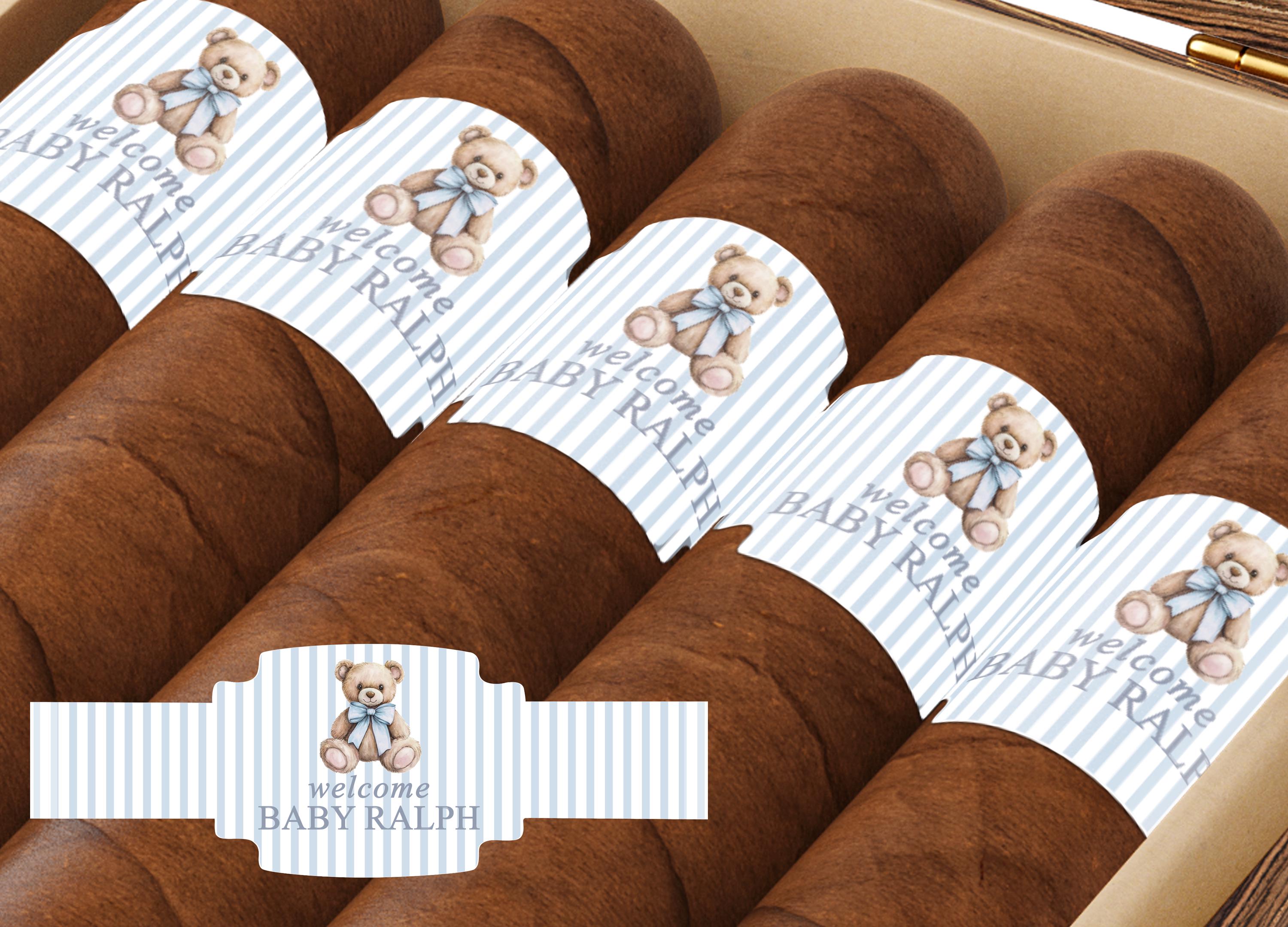 BULK Elegant Teddy Bear Baby Shower Cigar Labels - Preppy Plaid Baby ...