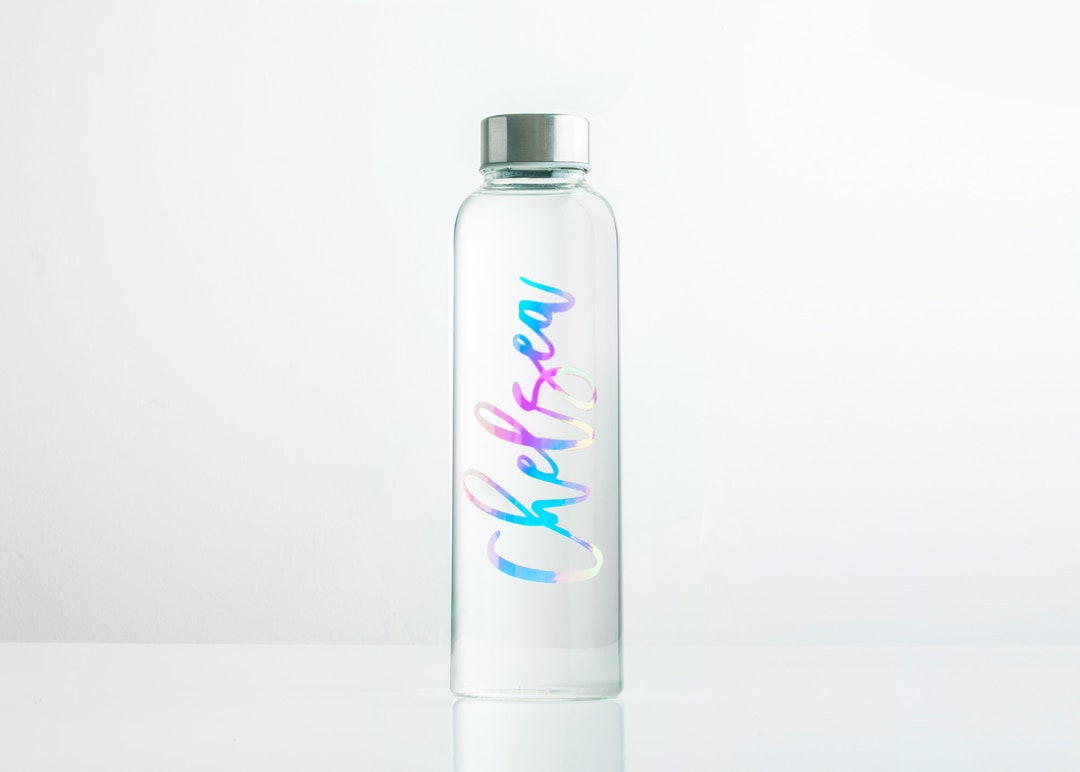 Personalized Glass Water Bottle - Custom Bottle With Name - Bridesmaid ...