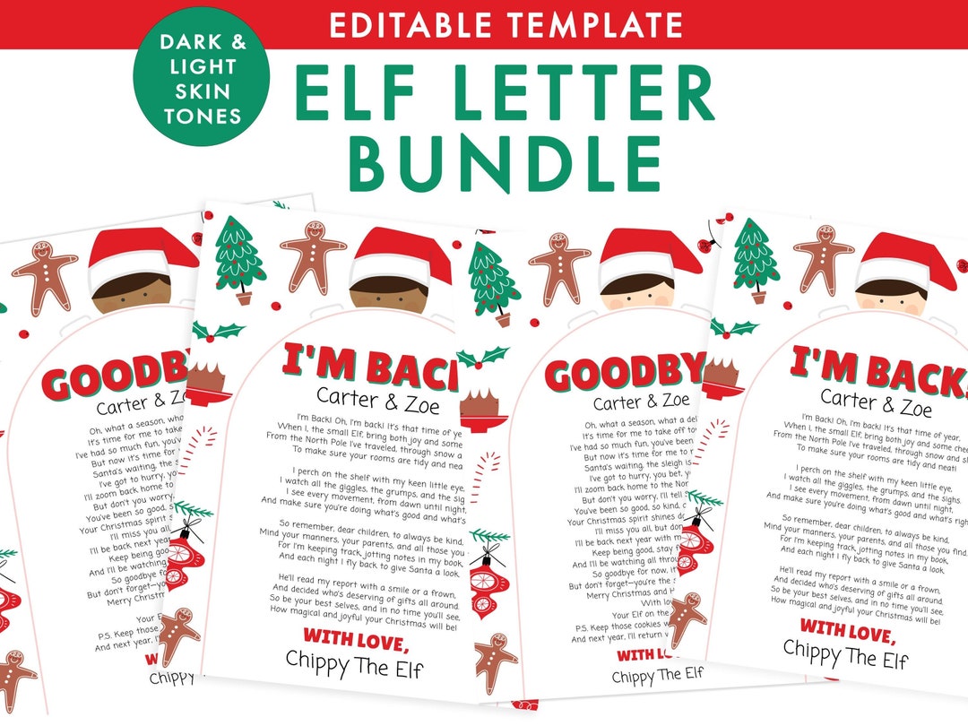 EDITABLE Elf I'm Back & Goodbye Letter - Personalized Elf Goodbye ...