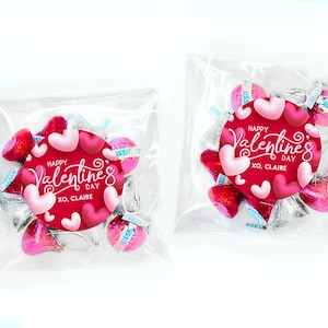 Personalized Valentine Stickers SET OF 12 Valentine Candy Bag Class ...