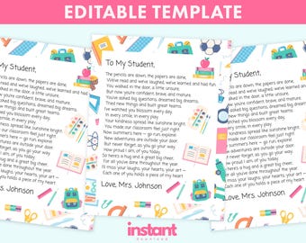 End of School Year Letter for Students – Editable Canva - Last Day of ...
