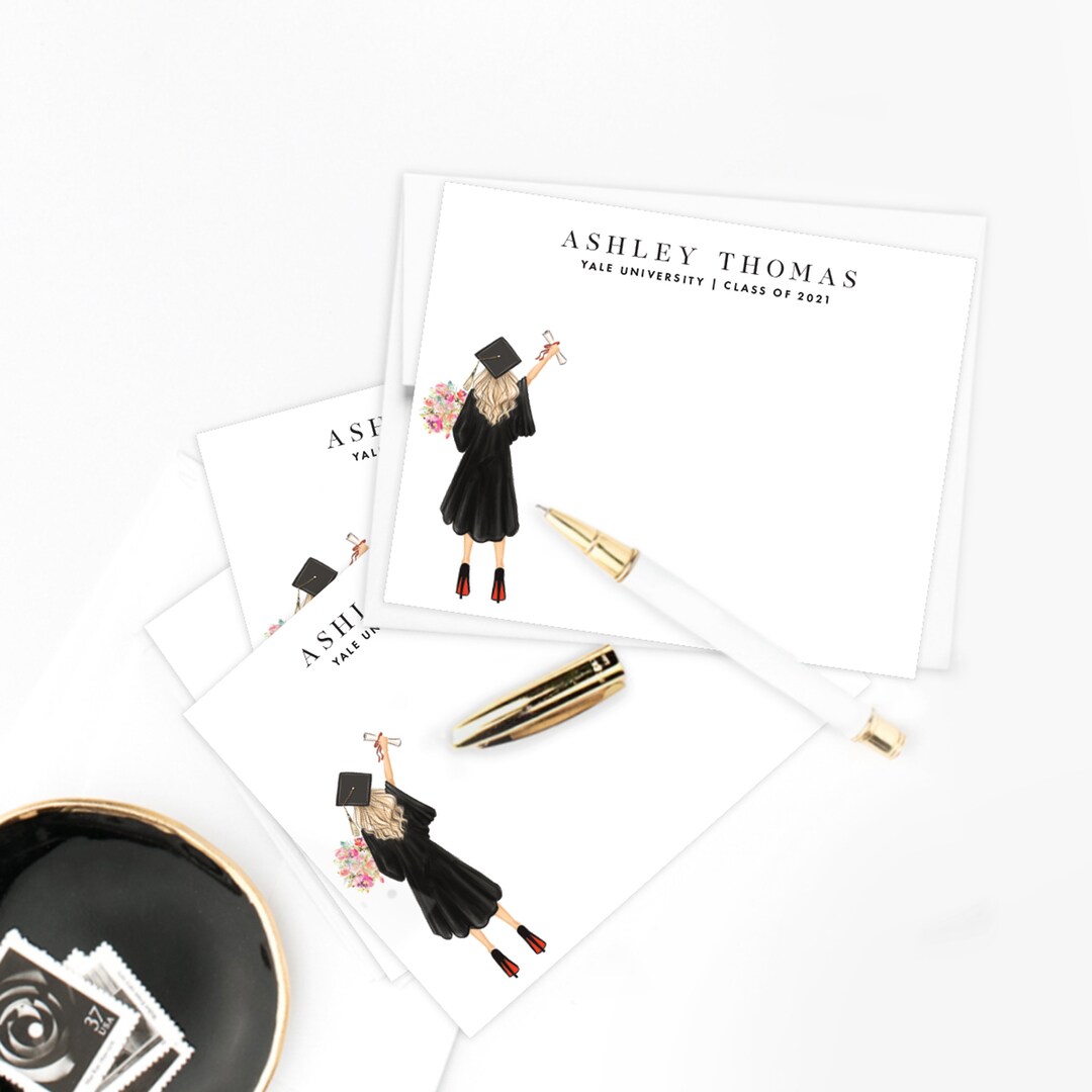 Graduation Cards - Graduate Stationary Notecards - Illustration ...