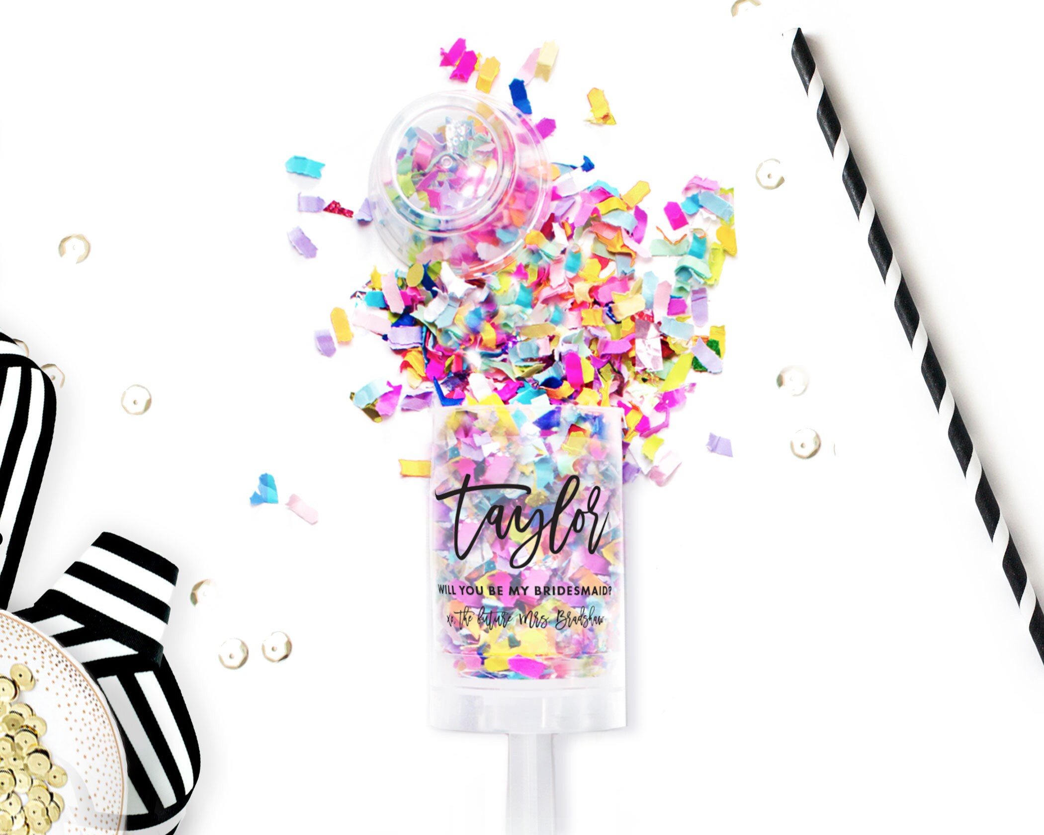 Bridesmaid Confetti Popper Confetti Push Pop Bridesmaid - Etsy