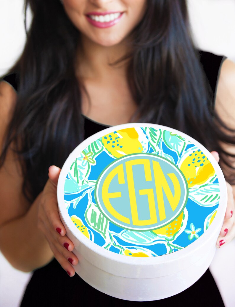 Initials Monogram Gift Box Round White Box Custom Gift Box - Etsy