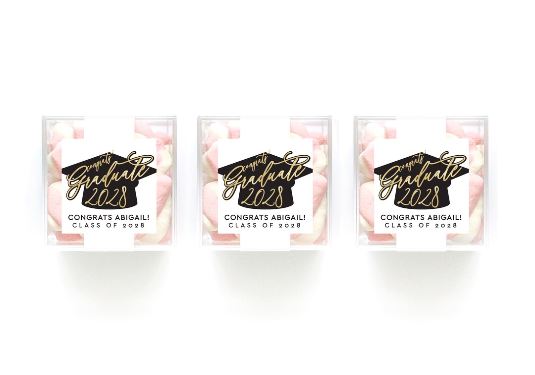 Graduation Party Favor - Clear Cube Candy Favor Boxes - Graduation ...