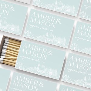 Custom Skyline Matchboxes - SET OF 50 - City Wedding Favor ...