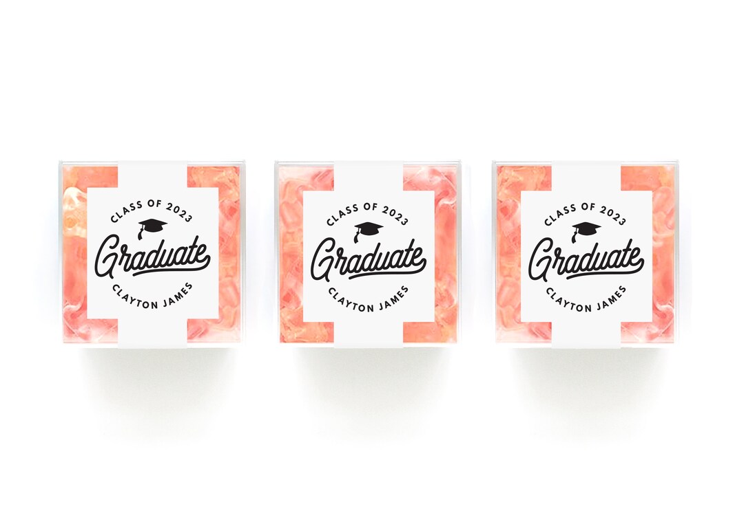 Graduation Party Favor - Clear Cube Candy Favor Boxes - Graduation ...