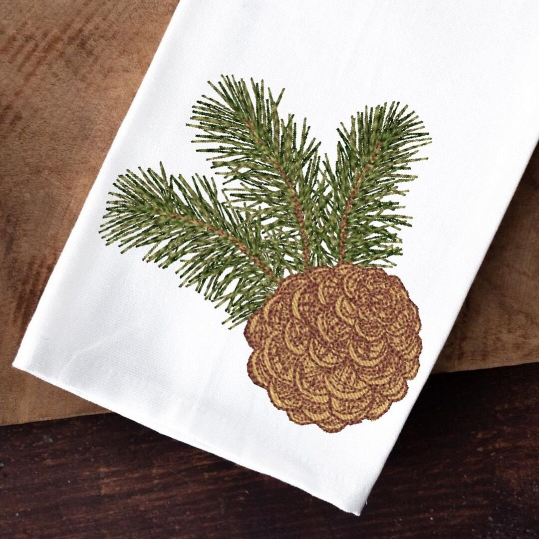Pine Cone Embroidery Design: Forest Branch Machine Embroidery (instant ...