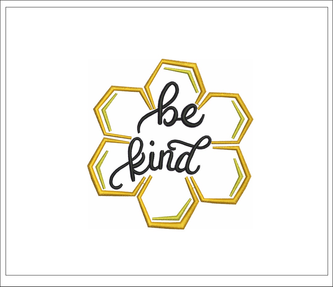 Be Kind Embroidery Design, Honey Comb Embroidery Design, Spring ...