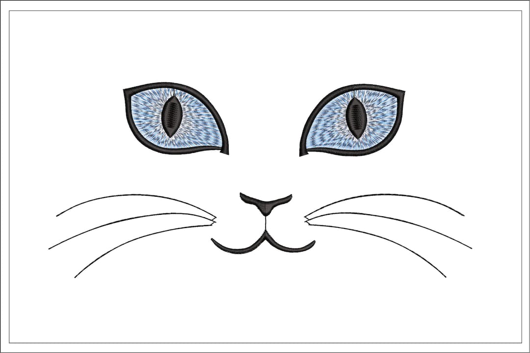 Cat Embroidery File, Cat Face Embroidery Design, Cat Eyes Machine ...