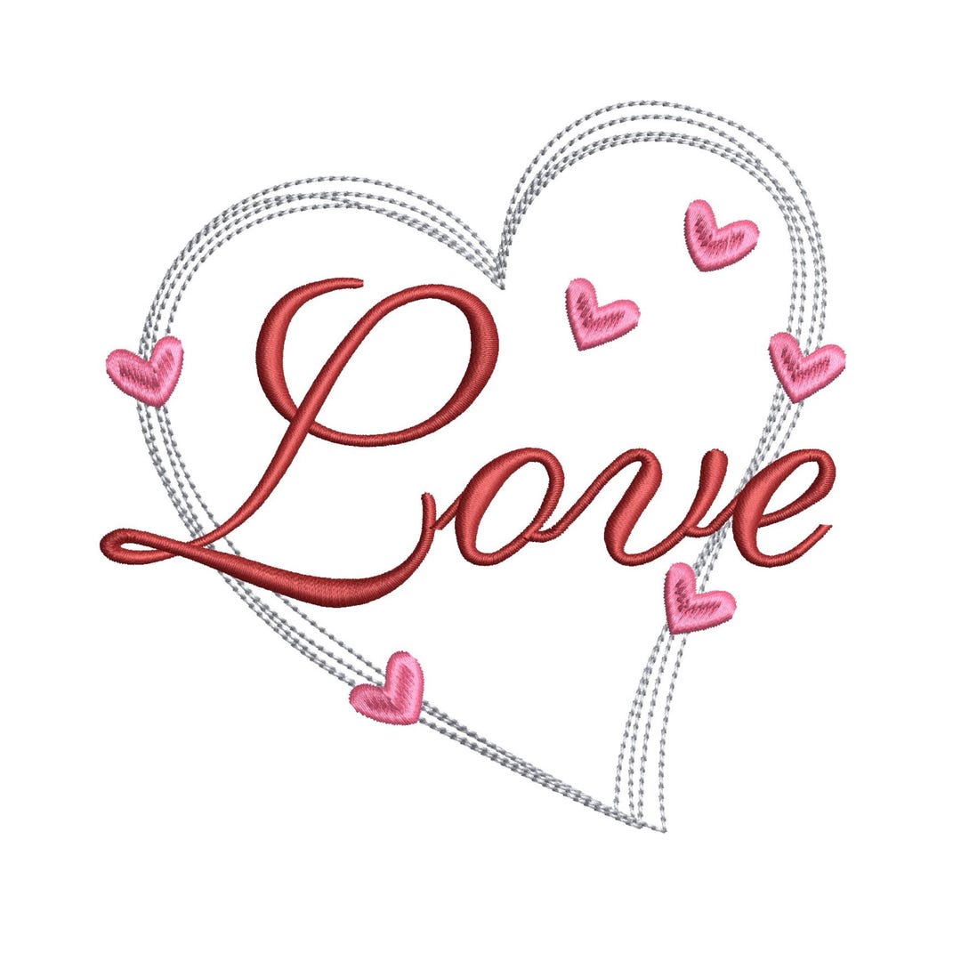 Love & Hearts Embroidery Design | Simple Embroidery Pattern | Instant ...
