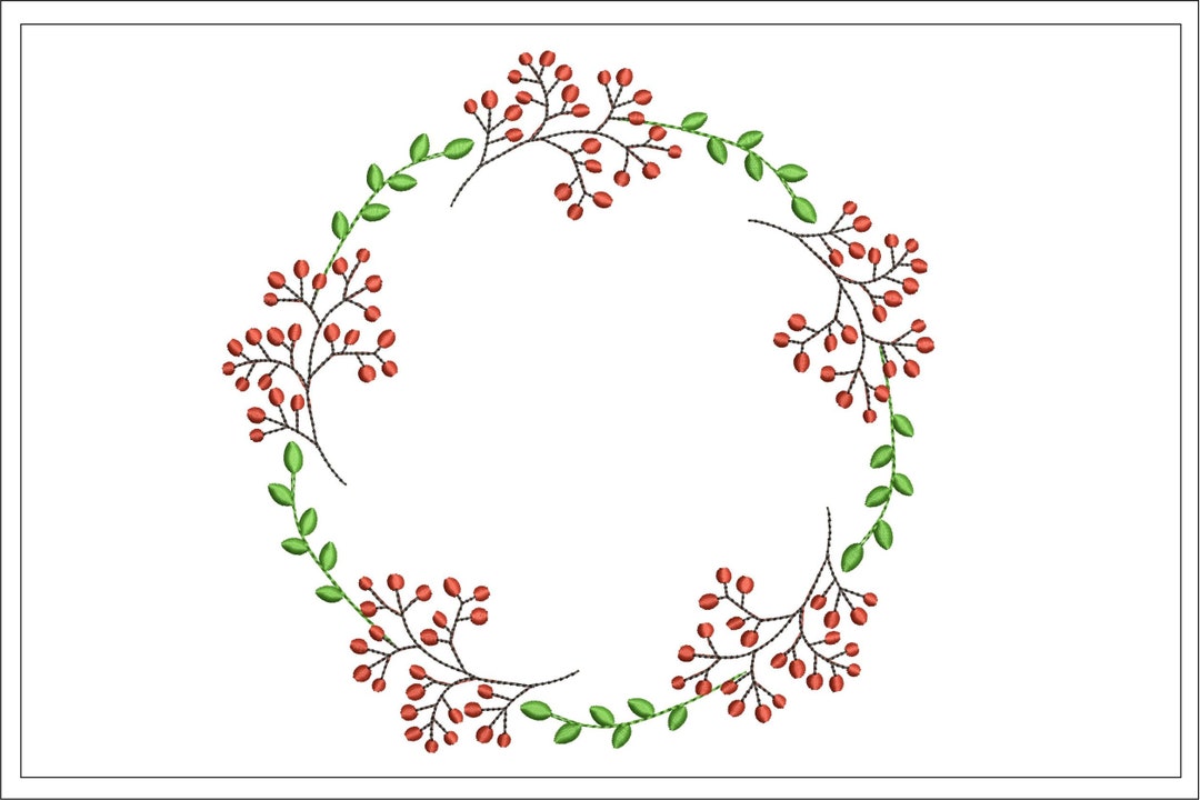 Floral Wreath Embroidery Design, Wild Flowers Embroidery File, Nature ...