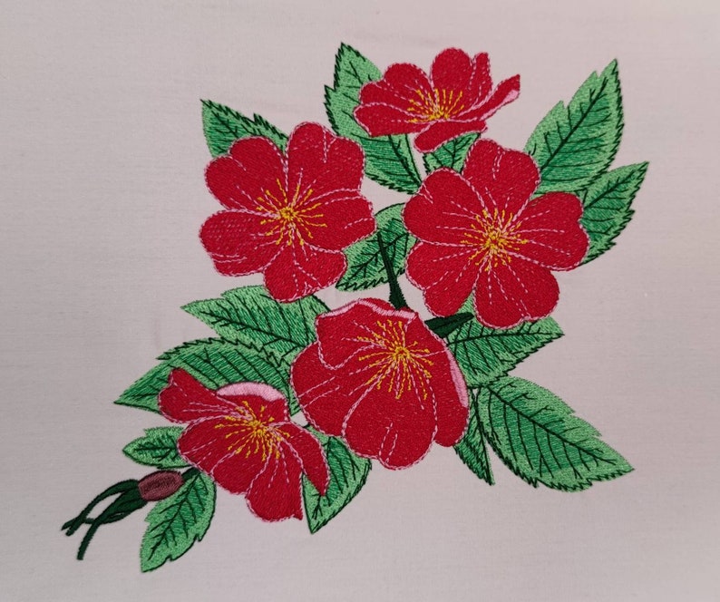 Wild Rose Embroidery Design Rose Embroidery File Wild - Etsy