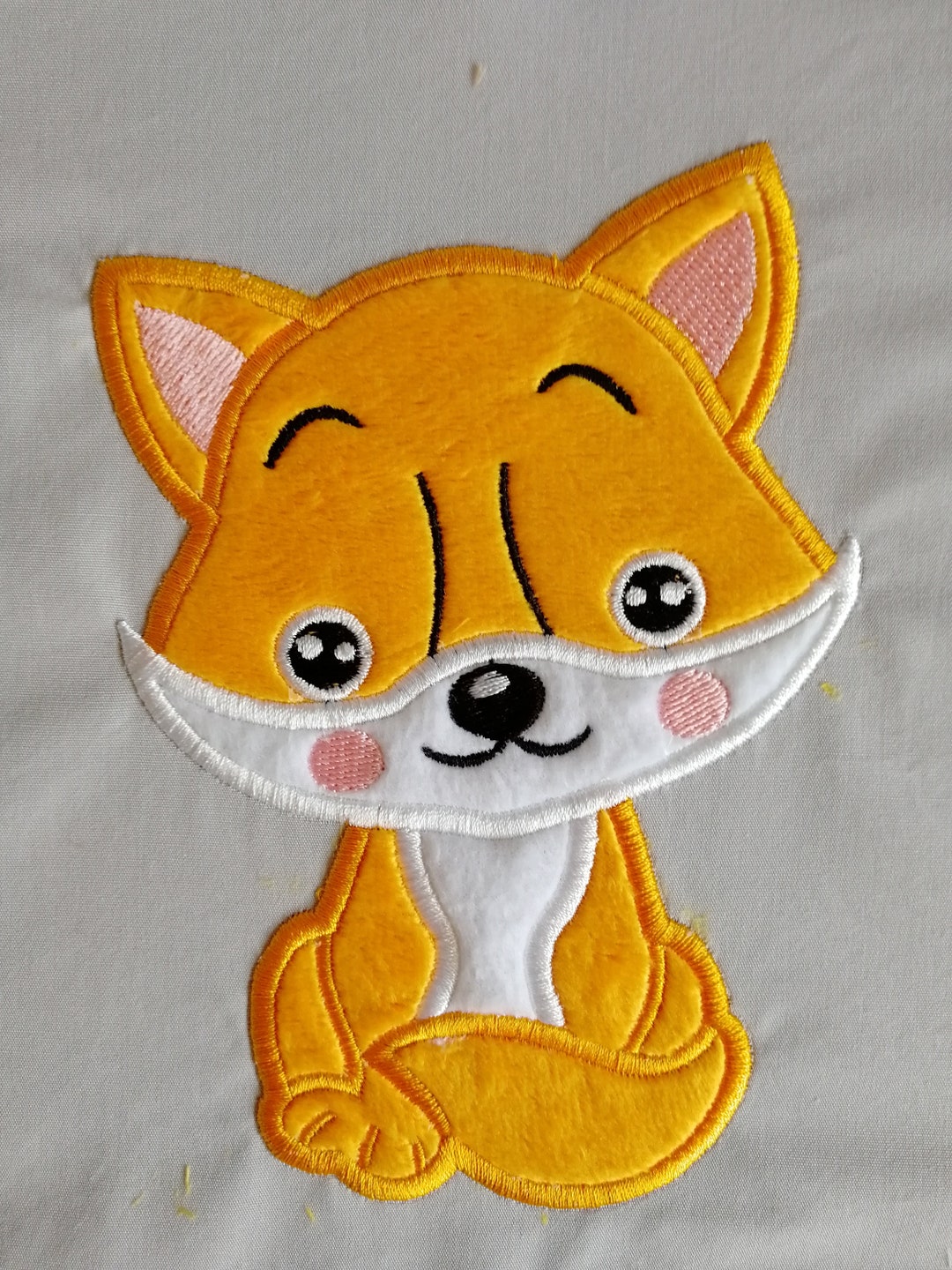 Fox Applique Embroidery Design - Cute Baby Fox Embroidery Design ...