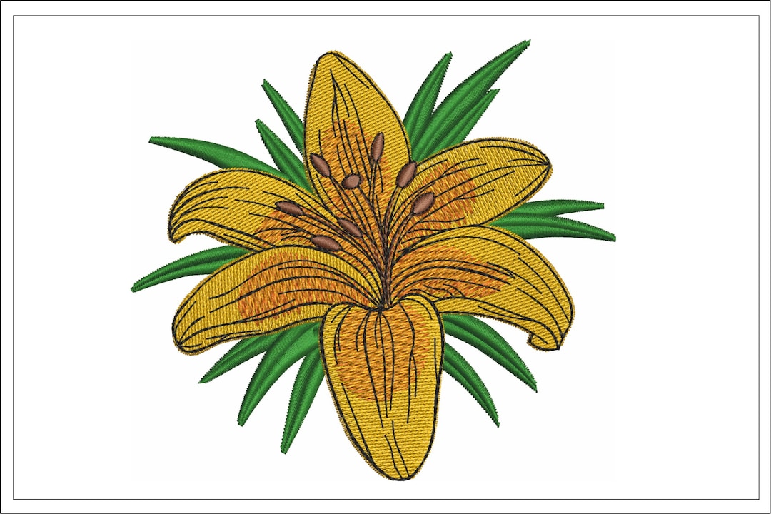 Lily Embroidery Design, Beautiful Lily Embroidery, Flower Embroidery ...