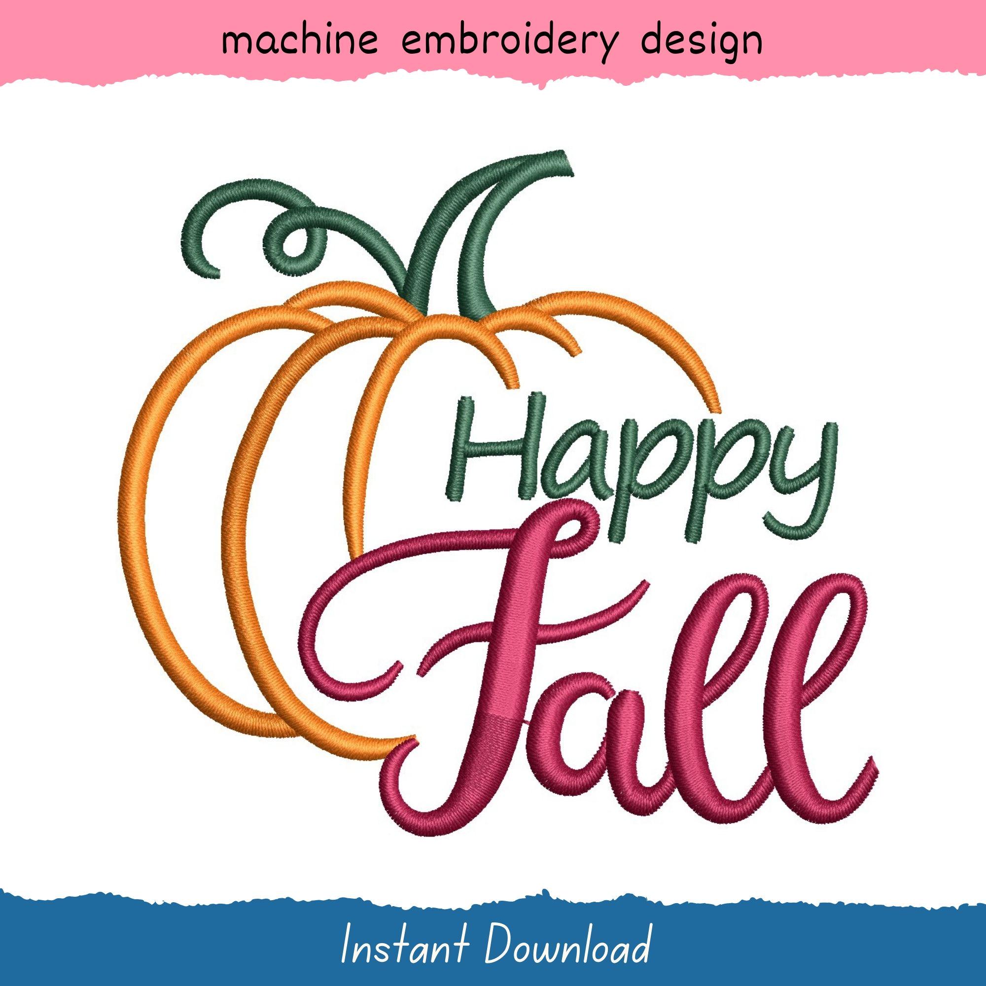 Happy Fall Pumpkin Embroidery Design: Autumn Decor (instant Download ...