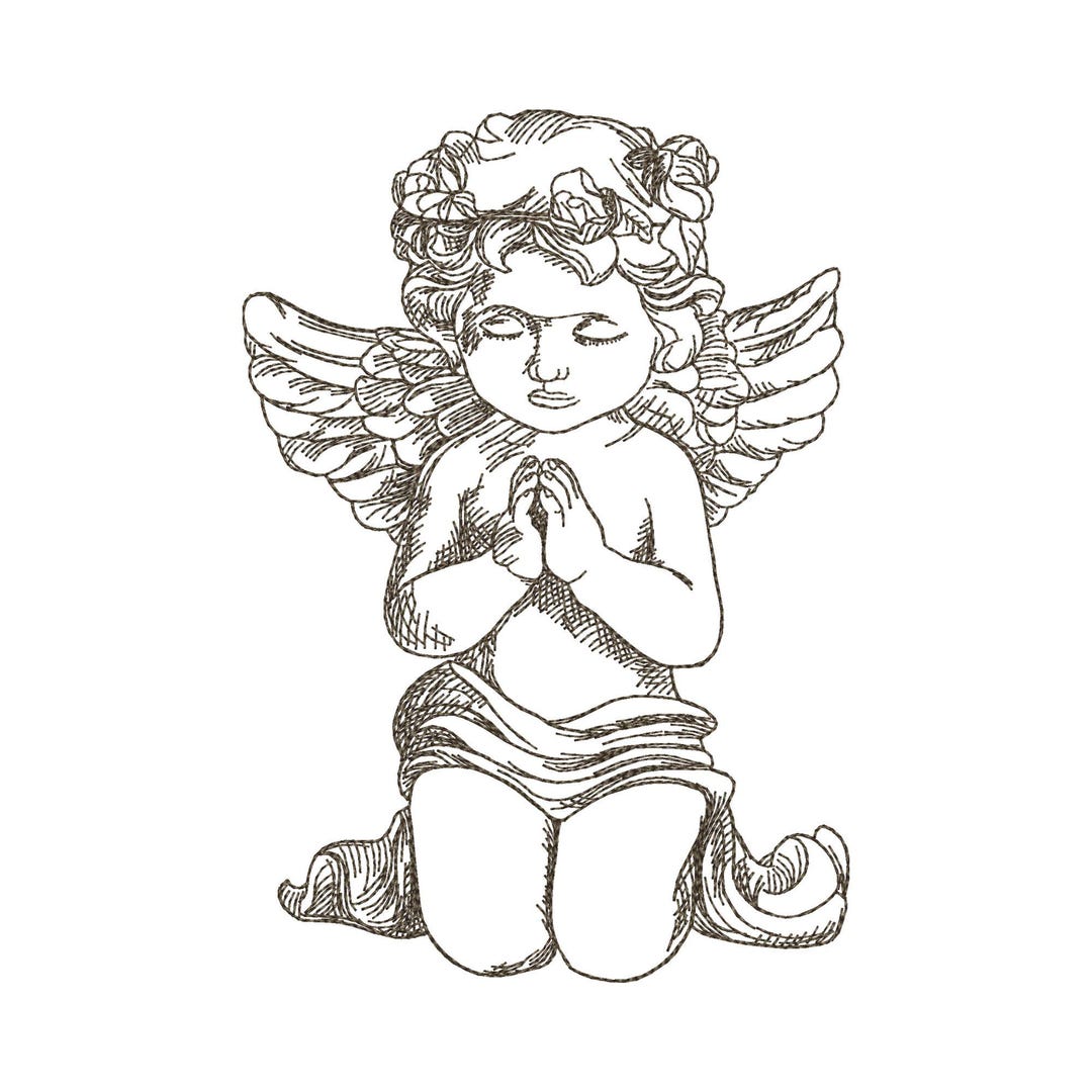 Angel Sketch Embroidery Design: Machine Embroidery Pattern (digital ...