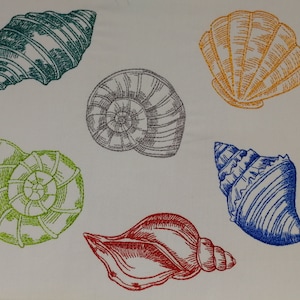 Shells Sketch Embroidery, Sea Shells, Sea Embroidery, Machine ...