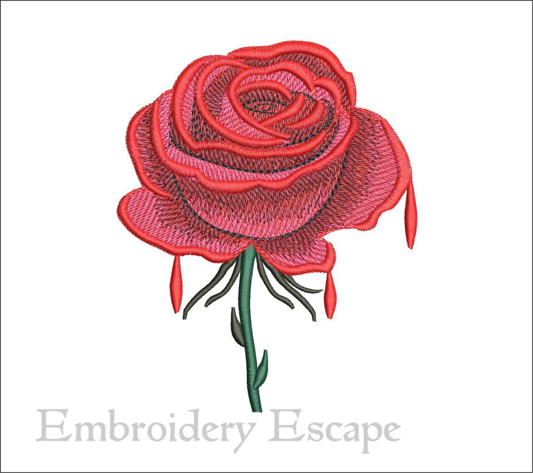 Red Rose Embroidery Design, Wild Flower Machine Embroidery, Instant ...