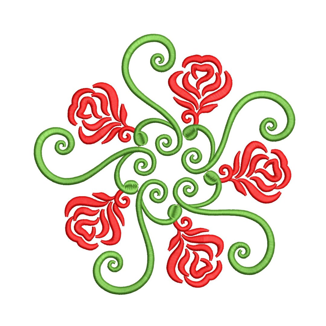 Rose Embroidery Design - Rose Swirl Embroidery Pattern - Simple ...