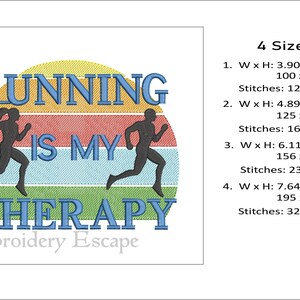 Runners Embroidery Design, Running is My Therapy Machine Embroidery ...