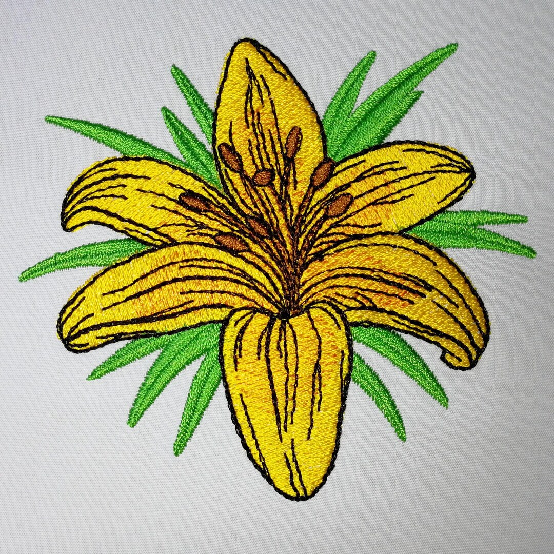 Lily Embroidery Design -pretty Flower Embroidery Pattern - Floral ...