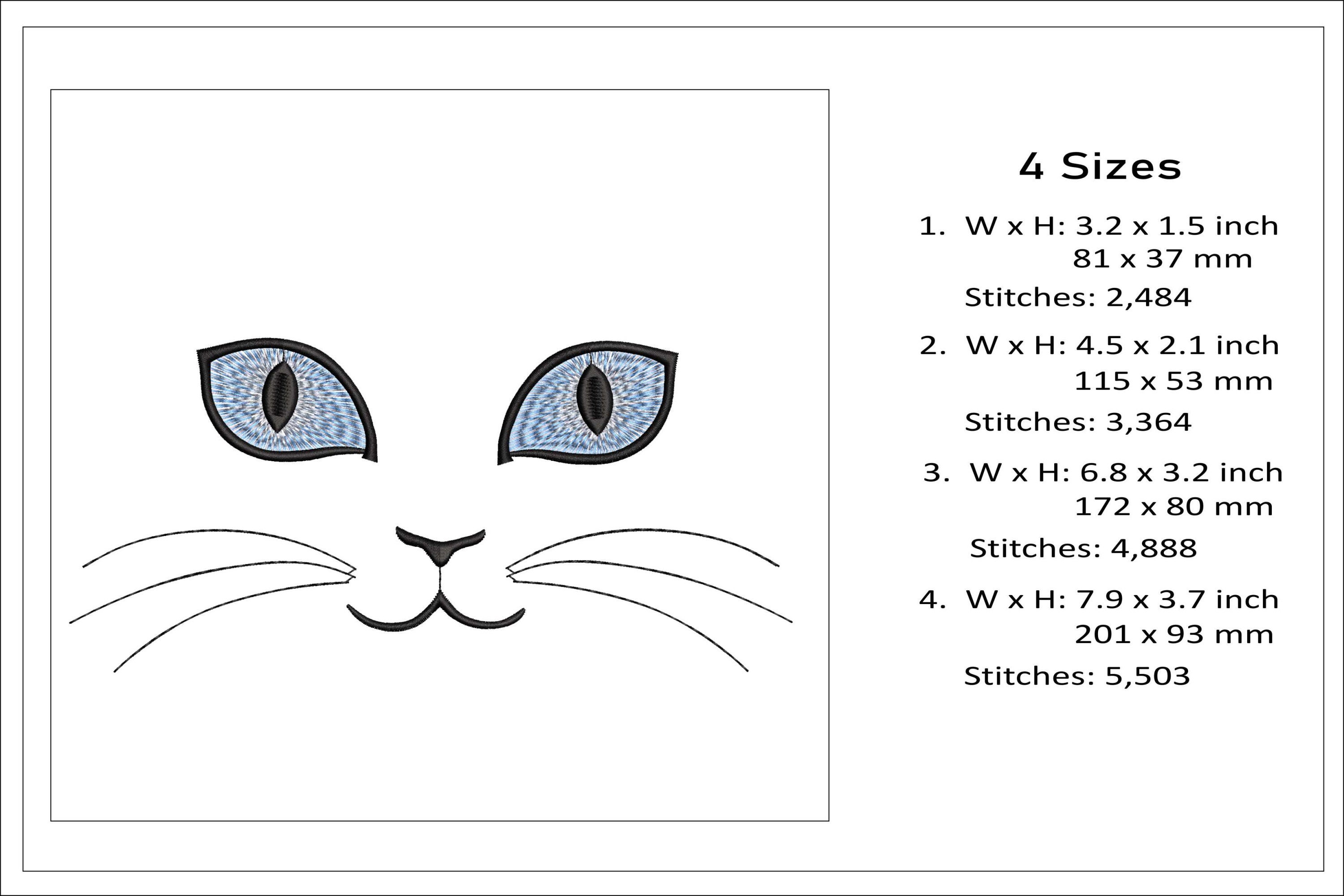 Cat Embroidery File Cat Face Embroidery Design Cat Eyes - Etsy