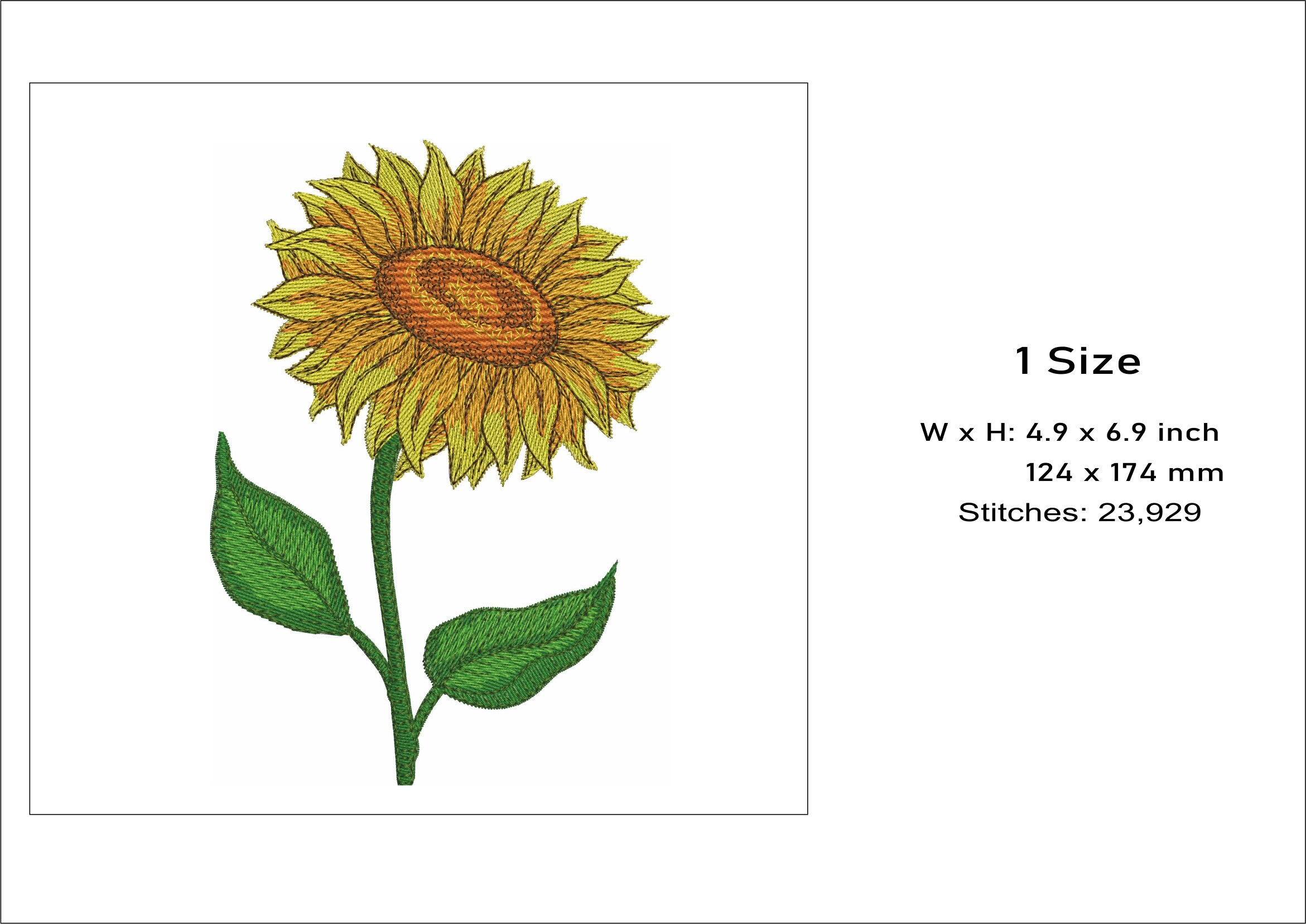 Realistic Sunflower Embroidery Design: Floral Machine Embroidery ...