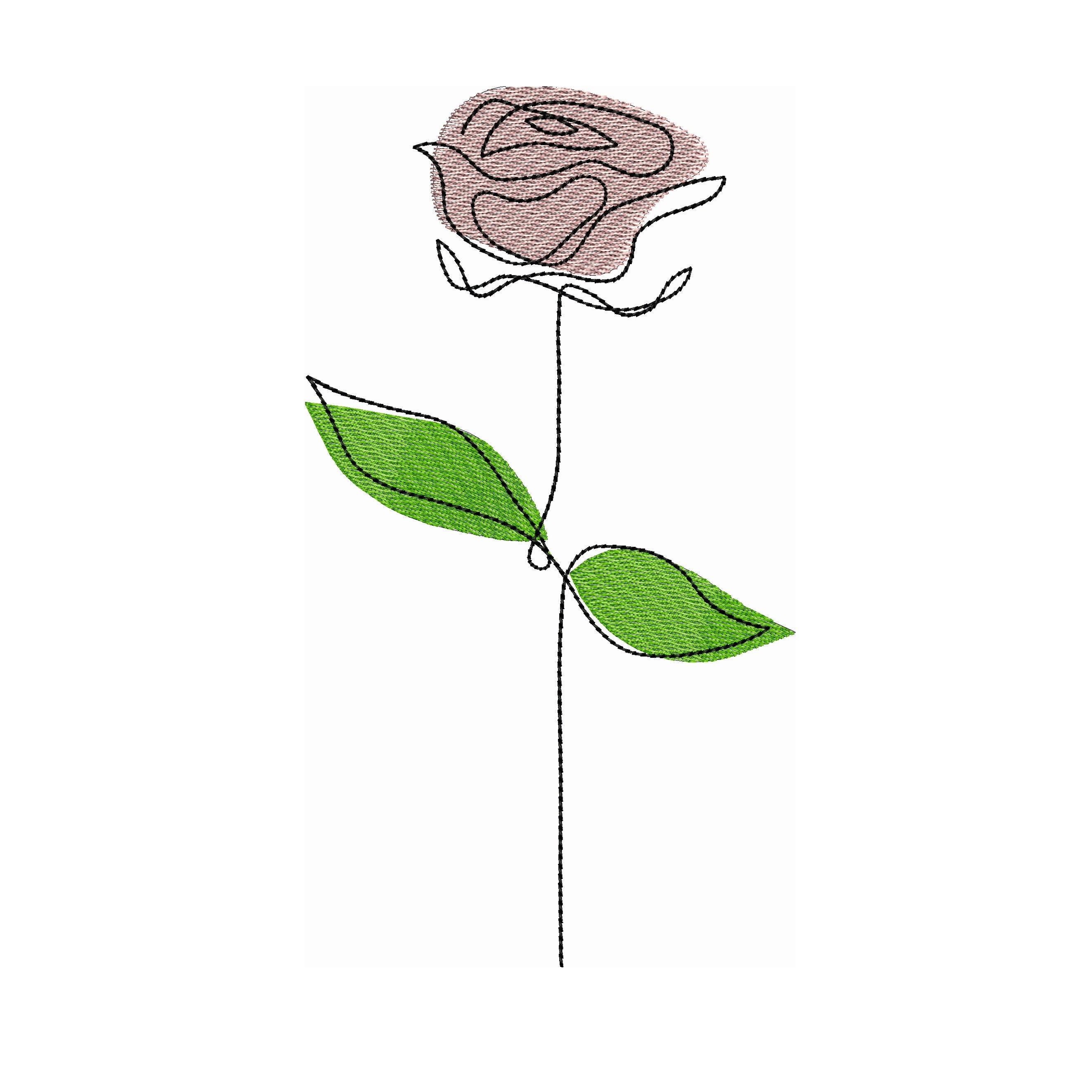 Line Rose Embroidery One Line Art One Line Rose File 3 - Etsy