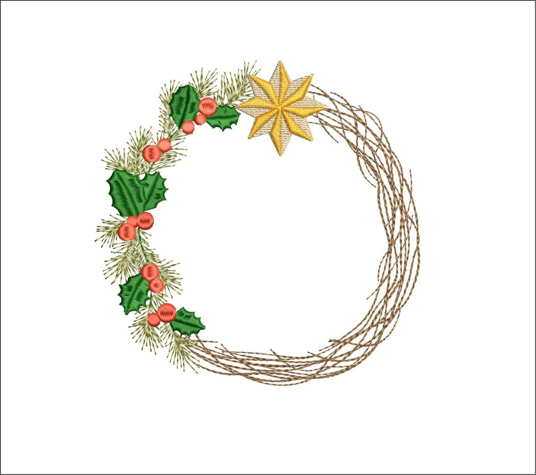 Christmas Wreath Embroidery File Christmas Embroidery Design - Etsy